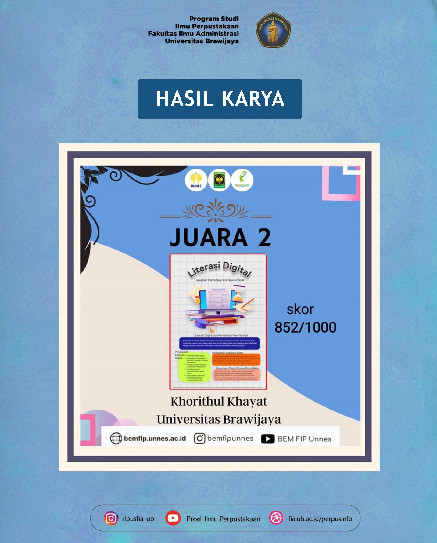 Prestasi Ksatria Pustaka – Program Studi Ilmu Perpustakaan