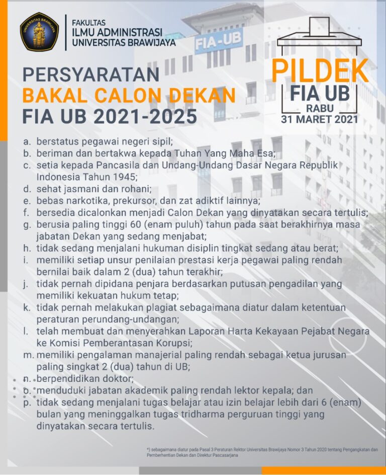 Penjaringan Pemilihan Dekan FIA UB Periode 2021-2025 – Fakultas Ilmu ...